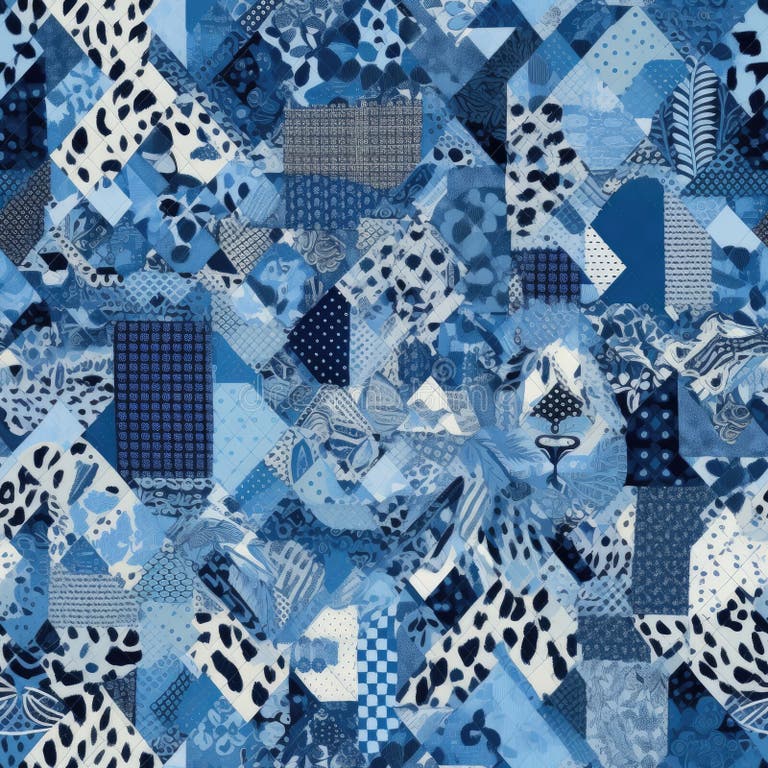 Creative Denim-Themed Abstract Collage with Varied Blue Textures Stock ...