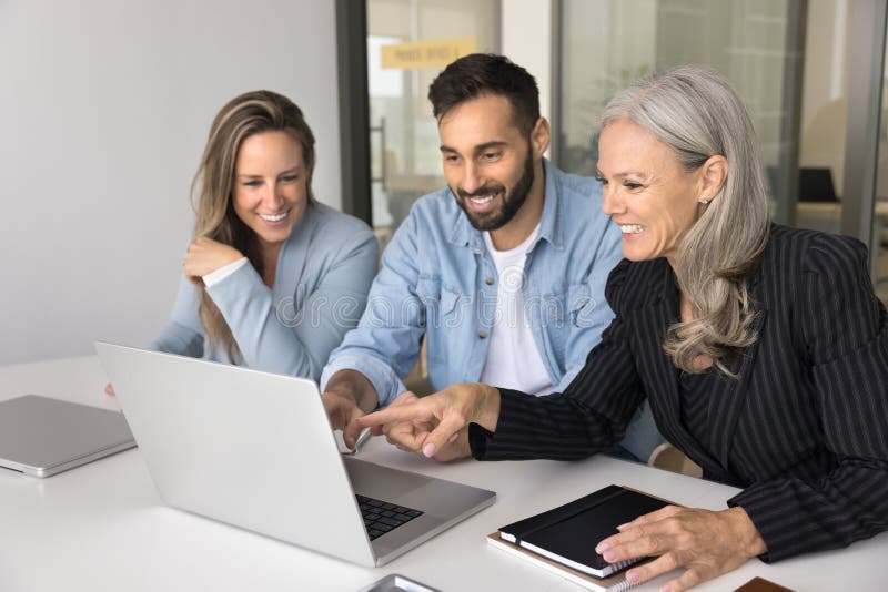 Creative Department Working on Project Using Laptop Stock Image - Image ...