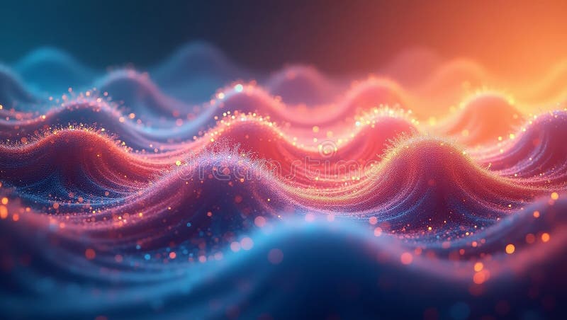 Vibrant Abstract Waves in Multicolor with Glowing Dust Particles Stock ...