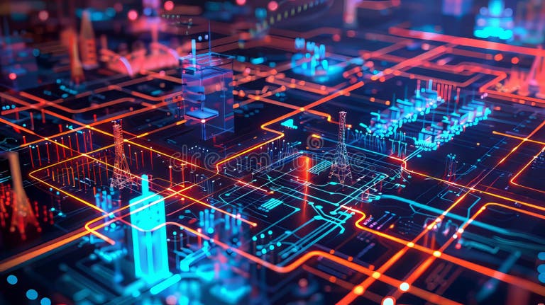 Creative Depiction of AI Algorithms Optimizing Energy Distribution Grids Stock Illustration ...