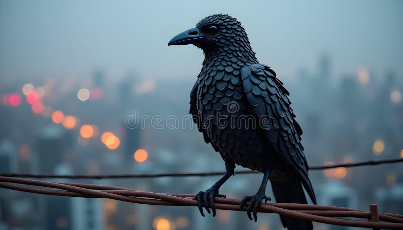A Creative Depiction of a Crow Meticulously Crafted from Thousands of ...