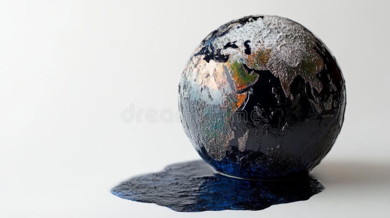 Creative Depiction of Earth with Oil Spill and Textured Surface Stock ...