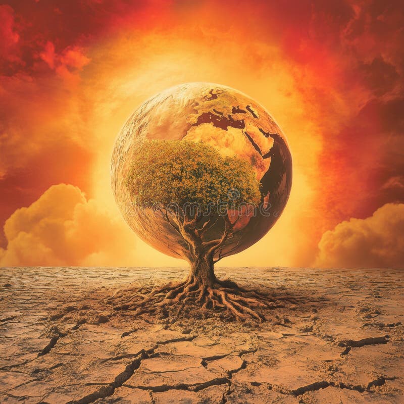 Creative Depiction of Earth with a Tree Growing from it Stock ...