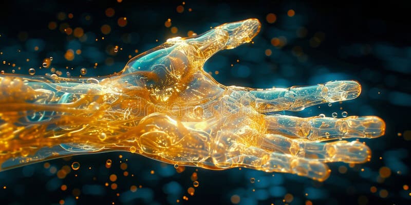 Creative Depiction of a Glowing, Translucent Hand Emerging from a Dark ...