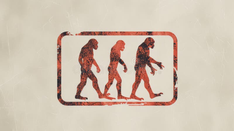 Simplified Human Evolution in Vintage Style Illustration Stock Photo ...