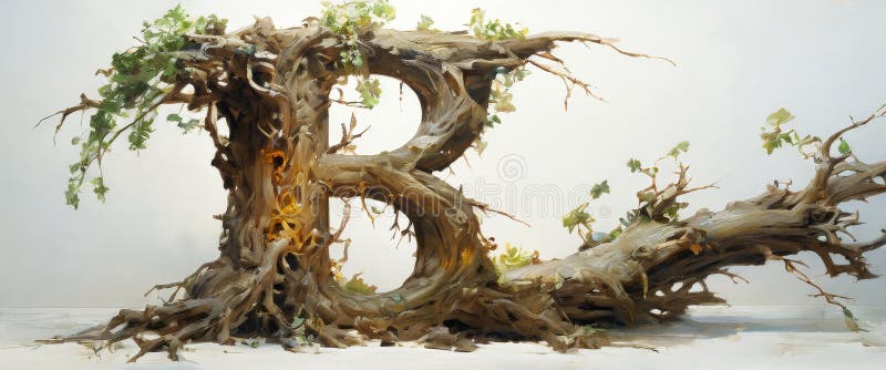 Wooden Letter B Shaped from Twisted Tree Branches and Leaves Stock ...