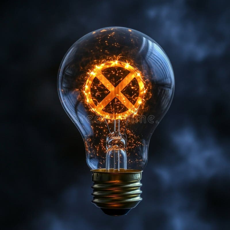 Lightbulb with Magical Sparks Inside Representing New Ideas and ...