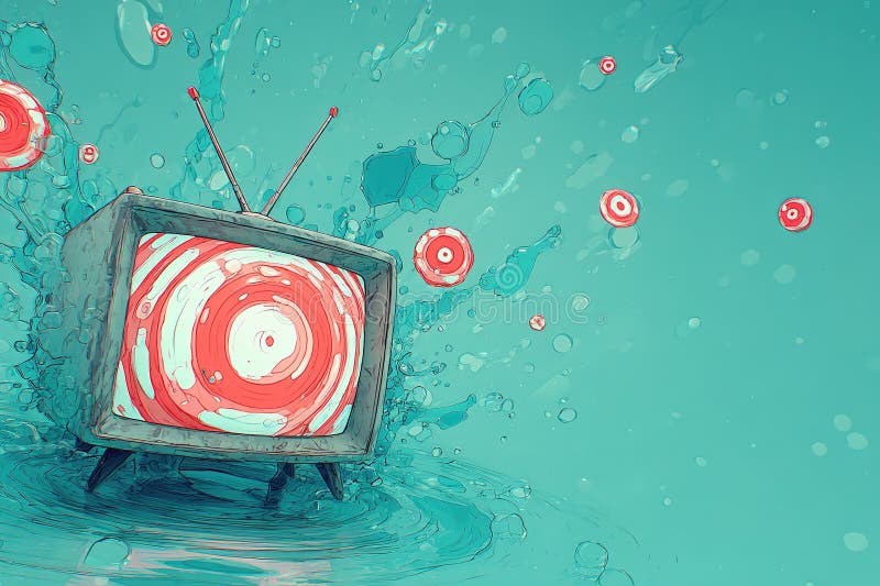 Creative Depiction of a Retro Television Set Creating Waves in a ...