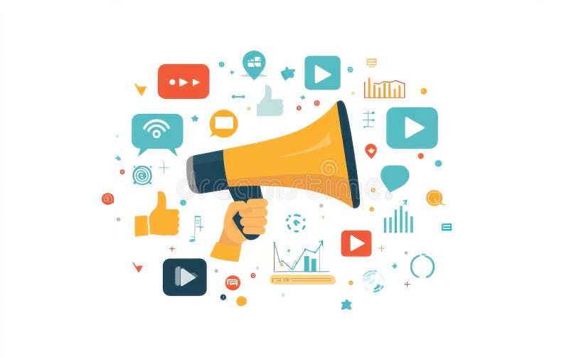 Conceptual Illustration of Digital Marketing with Communication ...