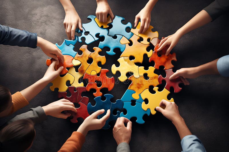 Teamwork puzzle concept stock image. Image of contribution - 299649193