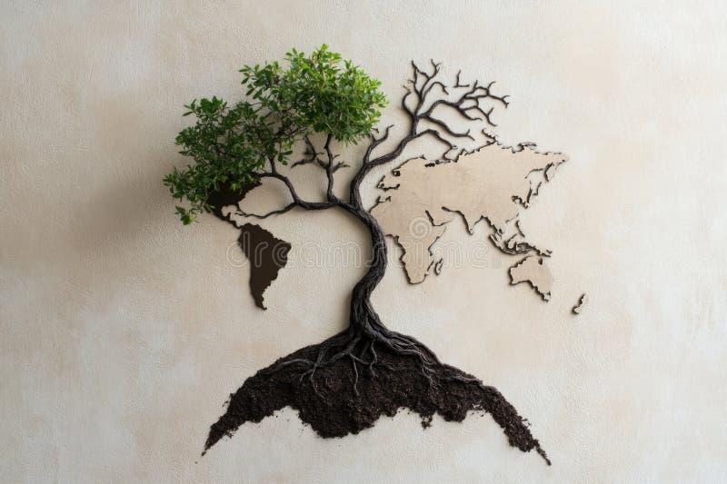 A Creative Depiction of a Tree with Roots and Branches Intricately ...