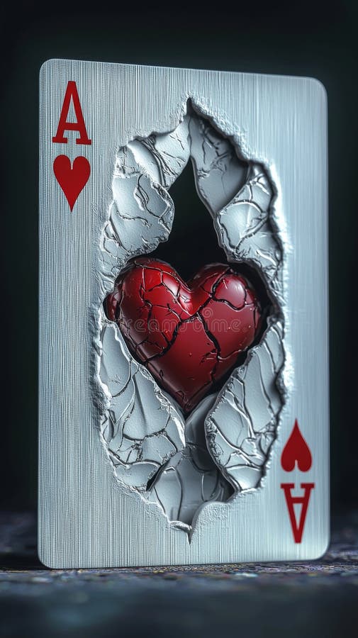 Creative Design of an Ace of Hearts Playing Card with a Broken Heart ...