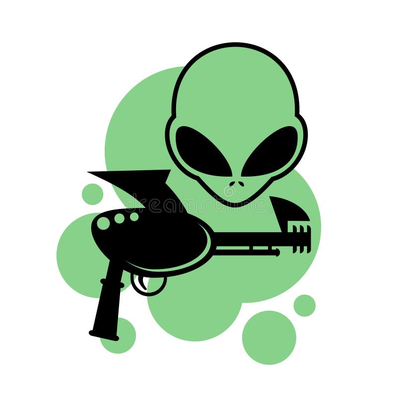 Alien gun illustration stock vector. Illustration of retro - 139994923