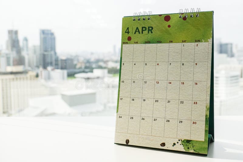 Creative Design April Calendar on Office Desk for Appointment Reminder ...