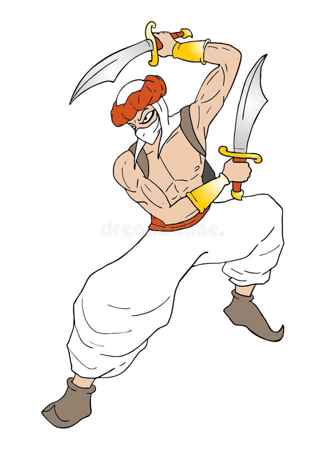 Arabian warrior draw stock vector. Illustration of white - 124357642
