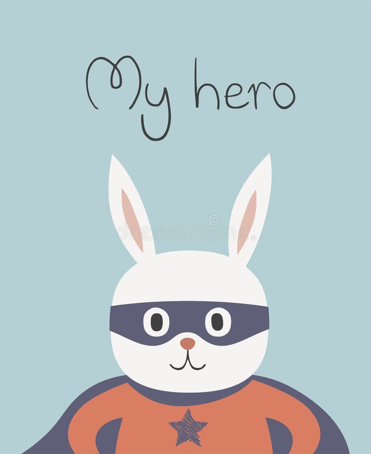 Hero rabbit illustration stock vector. Illustration of hero - 58659668