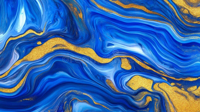 A Creative Design Background Showcasing a Blue and Gold Marble Pattern ...