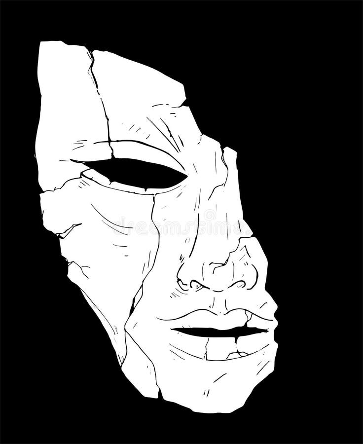 Design of old broken mask stock vector. Illustration of person - 211128406
