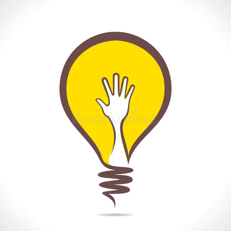 Creative Design of Bulb with Hand Concept Stock Vector - Illustration ...