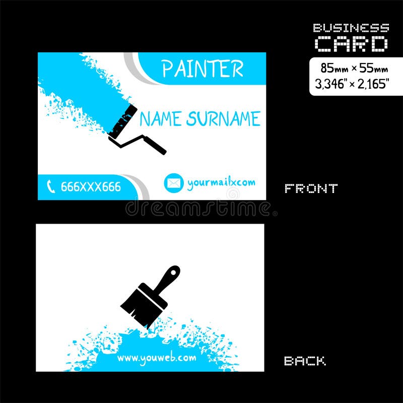 Business Card for Painter Worker Stock Vector - Illustration of work ...