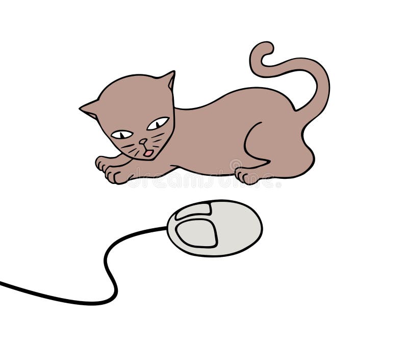 Cat and computer mice stock vector. Illustration of computer - 124357797