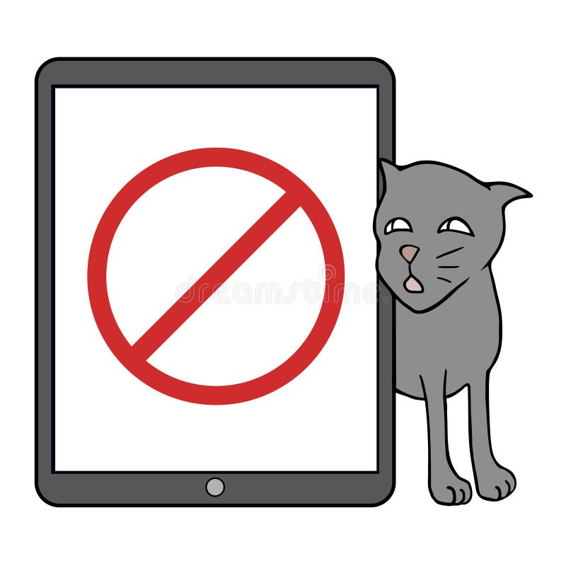 Cat and Tablet Illustration Stock Vector - Illustration of software ...