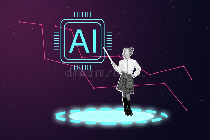 Creative Design Composite Trend Artwork Collage of Young Girl Stand ...