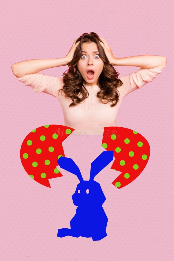 Creative Design Composite Trend Artwork Collage of Young Lady Shocked ...