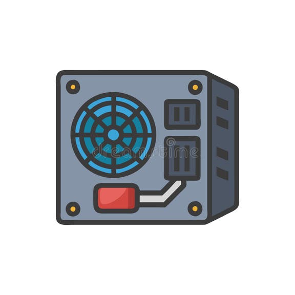 Creative Computer Power Supply Design Icon Stock Image - Illustration ...