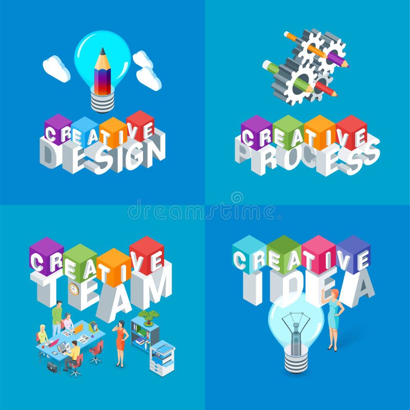 Creative Design Concepts Set Stock Illustration - Illustration of ...