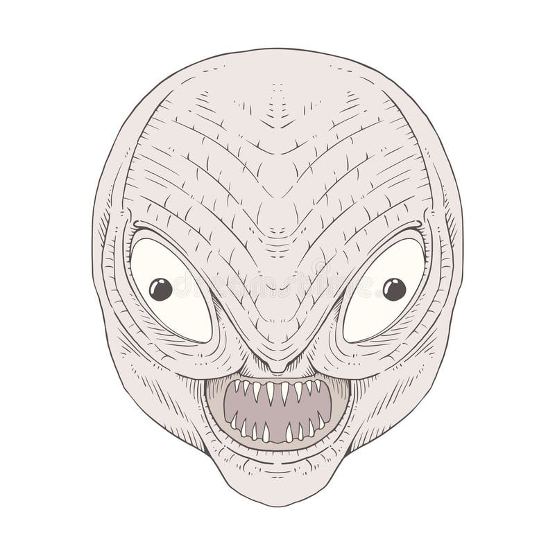 Creepy mutant head draw stock vector. Illustration of mysterious ...