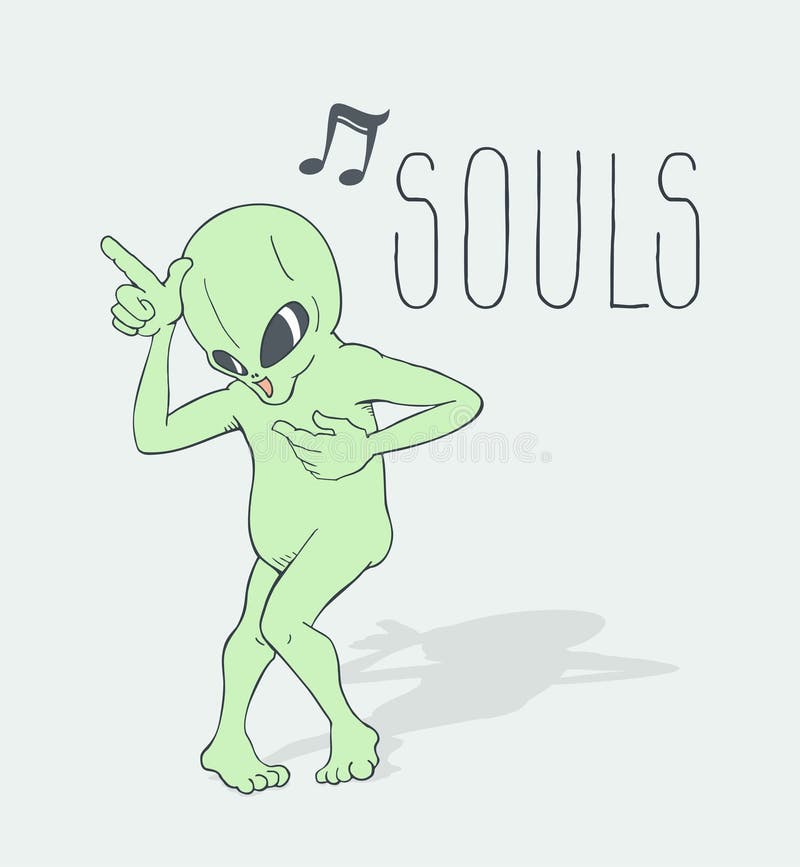 Dancing alien draw stock vector. Illustration of green - 280651175