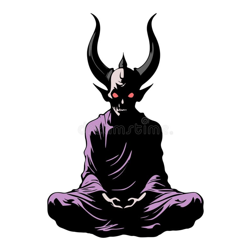 Demon meditation pose stock vector. Illustration of statue - 379576093