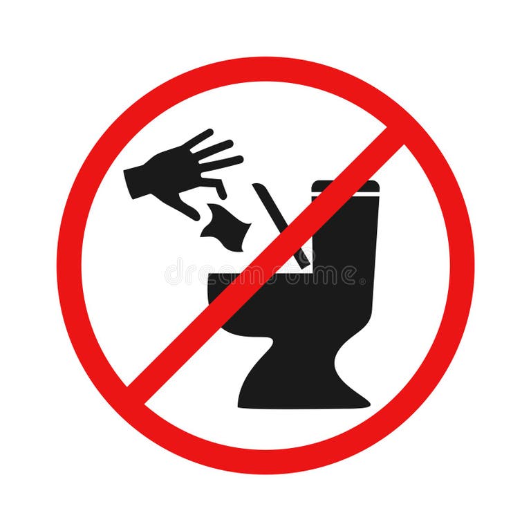 Do not throw paper in wc stock vector. Illustration of warning - 280651973