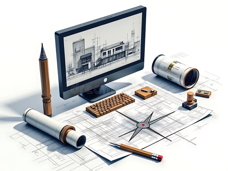 Creative Design and Engineering Elements in One Image Stock Illustration - Illustration of ...