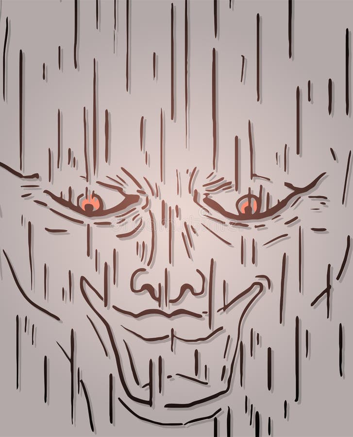 Evil head draw stock vector. Illustration of face, open - 265880047