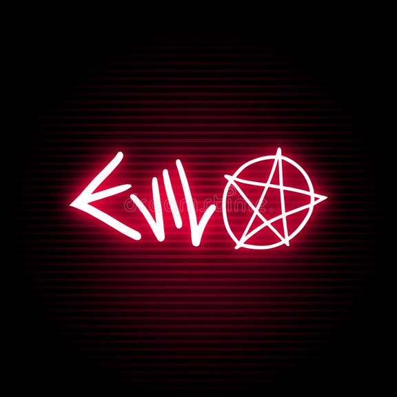 Evil neon symbol stock vector. Illustration of glow - 135534359