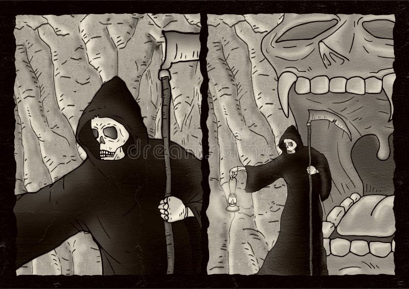 Halloween scene stock illustration. Illustration of skeleton - 100401996