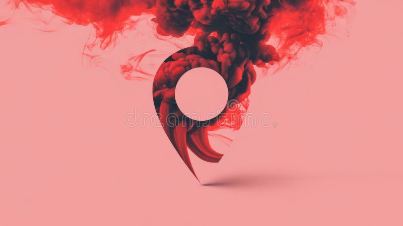 Creative Design Featuring a Location Marker Emerging from Vibrant Red ...