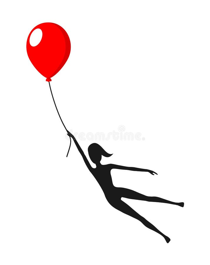 Flying woman stock vector. Illustration of outline, dream - 20797220