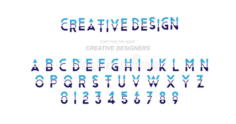 Creative Design Font. Original Alphabet in Blue Colour for Creative ...
