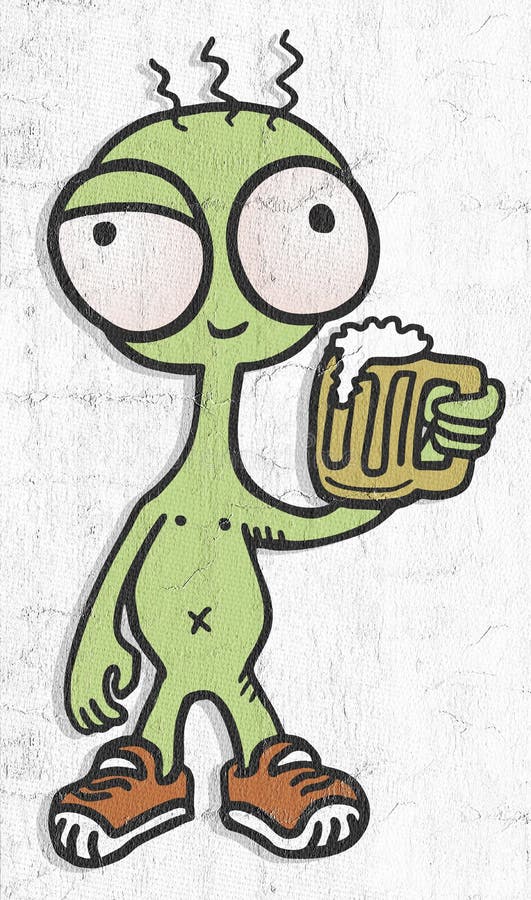 Funny alien draw stock vector. Illustration of character - 96464535