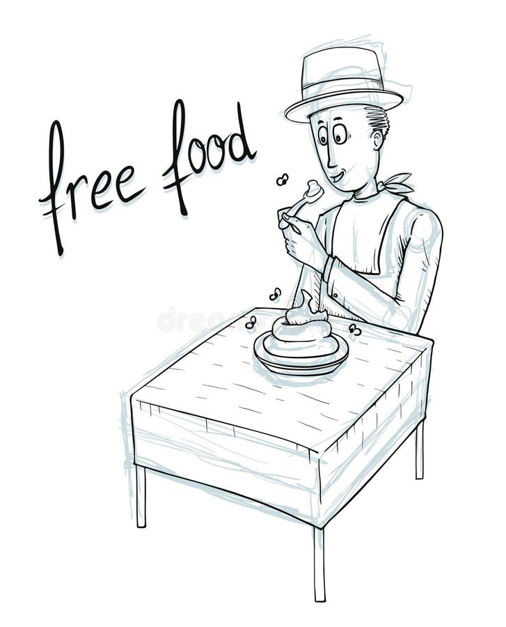 Funny draw of man eating stock vector. Illustration of sketch - 298422891