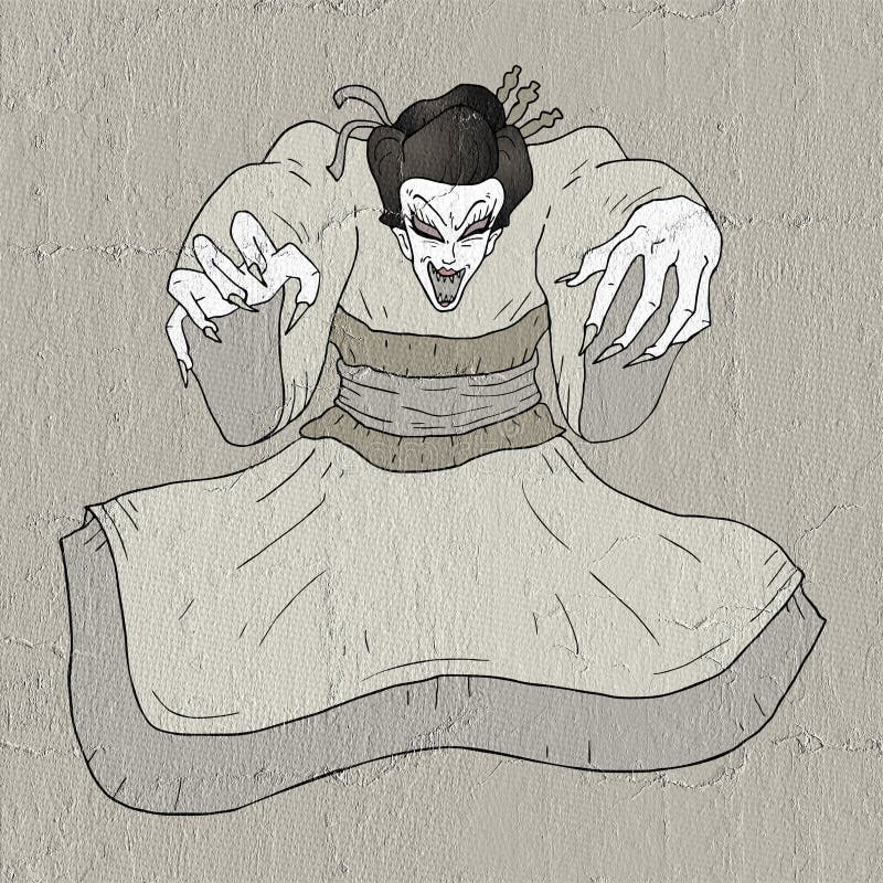 Evil geisha illustration stock illustration. Illustration of female ...