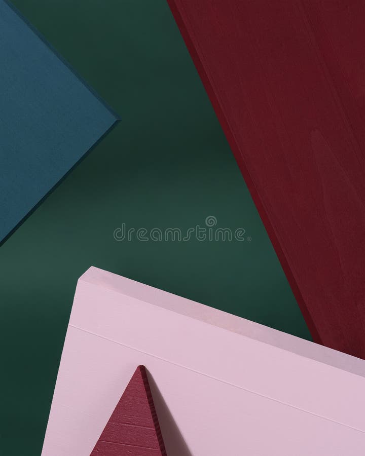 Creative Design Geometric Forms Red, Green, Pink Color Background ...