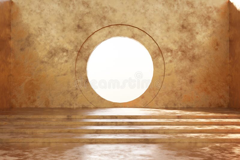 Creative Design of Golden Wall with Steps. 3d Render Stock Illustration ...