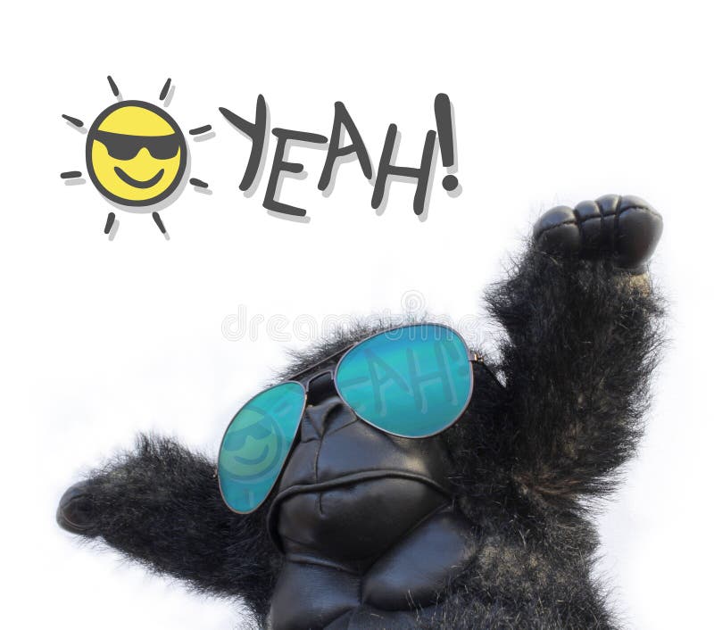 Gorilla and yeah message stock photo. Image of smile - 159886054