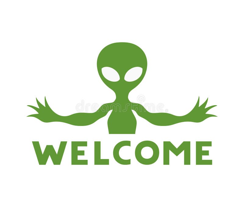 Green Alien and Welcome Message Stock Vector - Illustration of design ...