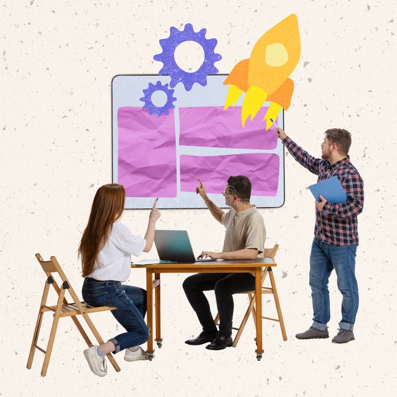 Creative Design. Group of Employees, Analytics Discussing Launch of New ...