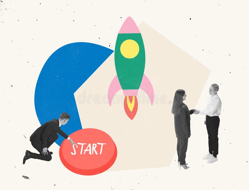 Creative Design. Group of People, Employees Working on Launching New ...